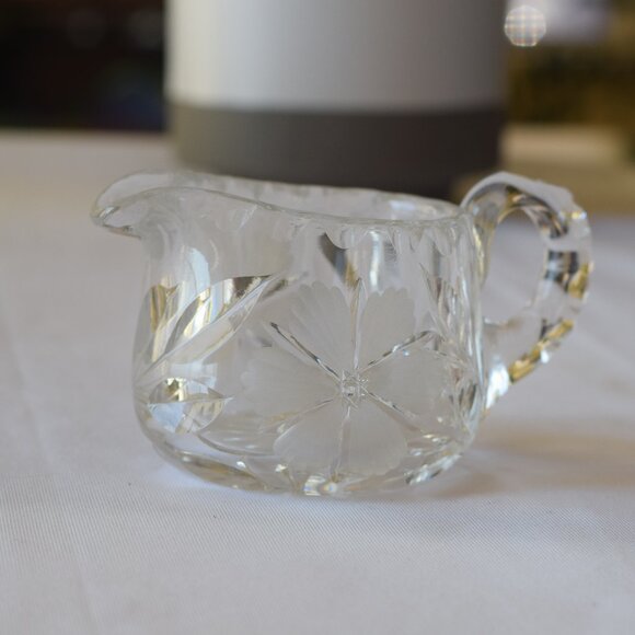 Dining | Abp Antique Cut Crystal Creamer With Frosted Floral Pattern ...